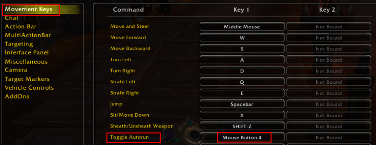 WOW マウスの横ボタンclickで自動で走るkey bindの設定 – nekoclass
